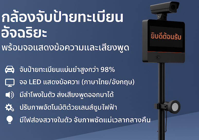 Hikvision รุ่น DS-TMC200-E1 กล้องจับป้ายทะเบียนอัจฉริยะ พร้อมจอแสดงข้อความและเสียงพูด